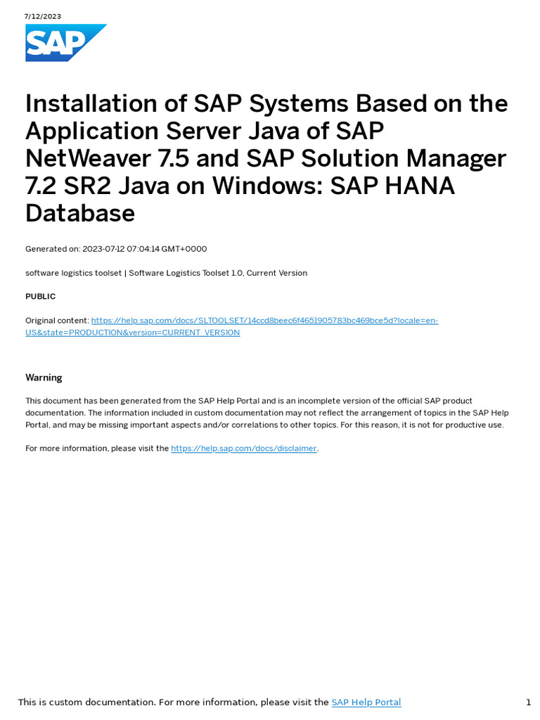 Installation of SAP Systems | PDF | Computer Cluster | Computer Network
