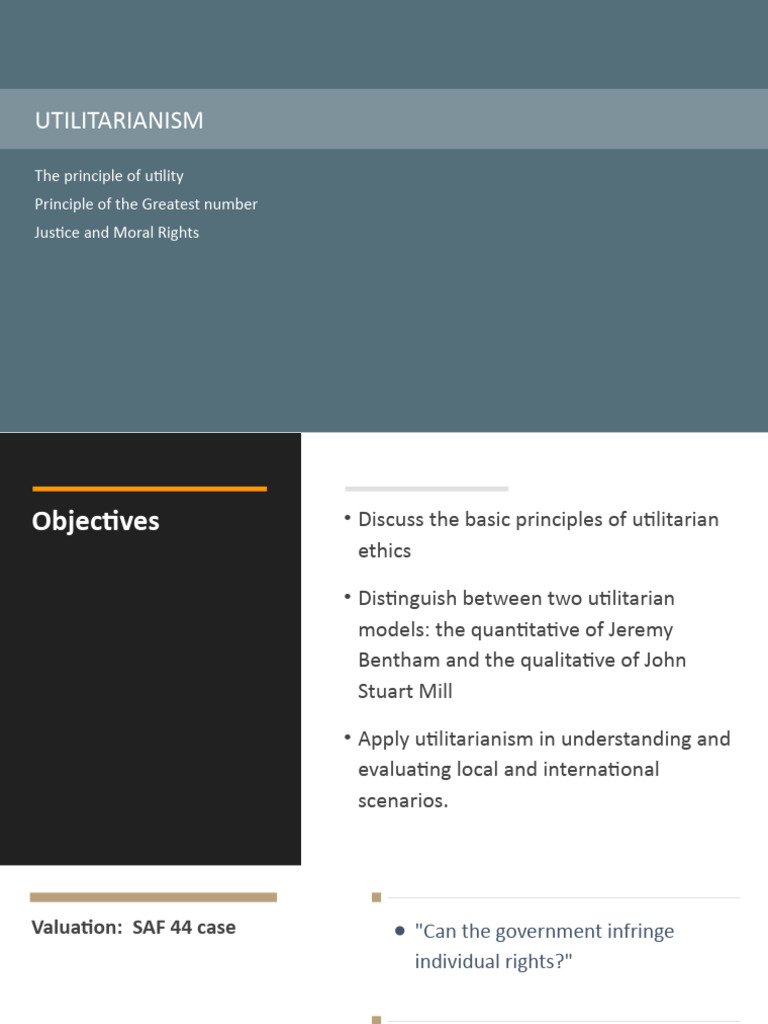 Lecture Utilitarianism | PDF | Utilitarianism | Pleasure
