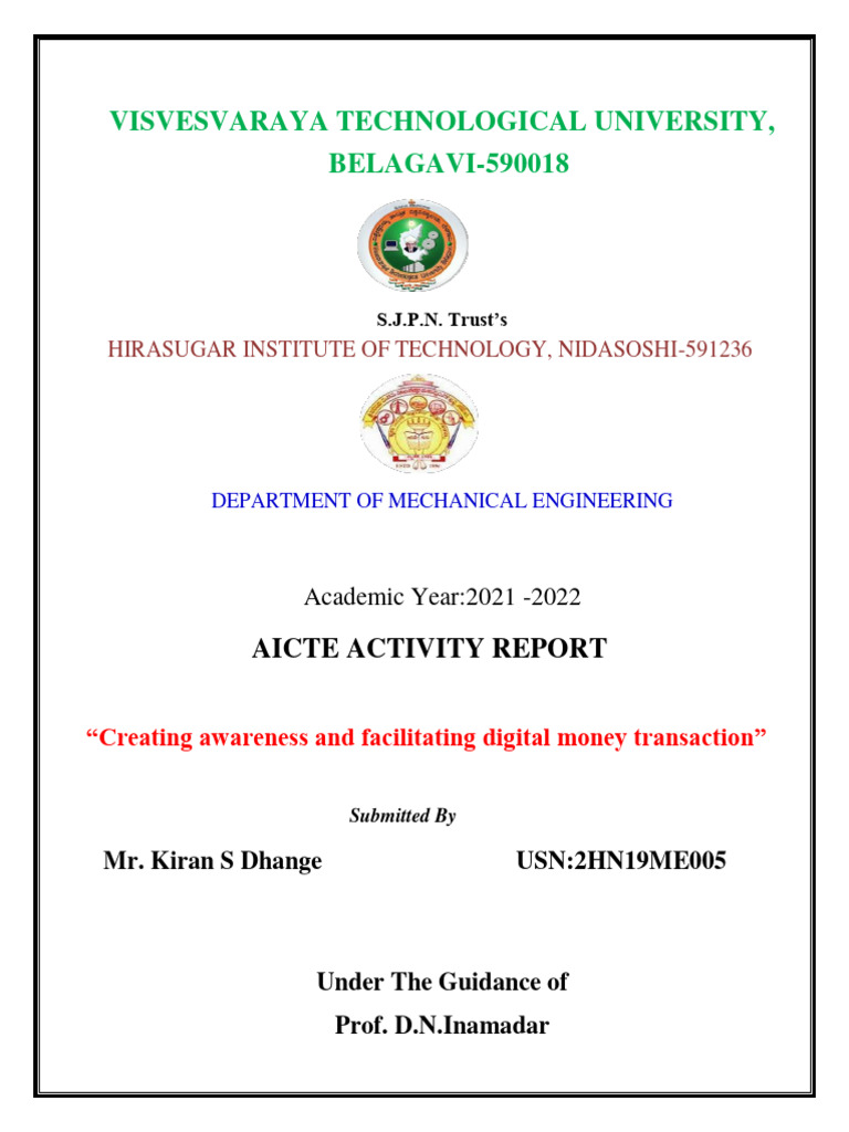 Visvesvaraya Technological University, BELAGAVI-590018: Aicte Activity ...