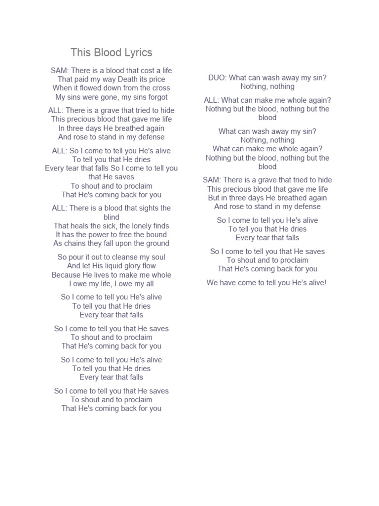 This Blood Lyrics | PDF