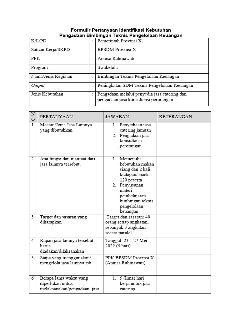 Lampiran 3 - Form Identifikasi Kebutuhan | PDF