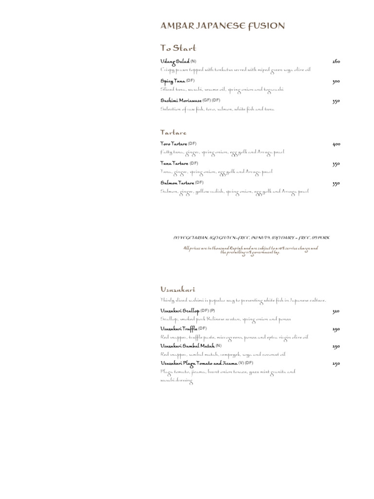 Ambar Food Menu | PDF | Sushi | Japanese Cuisine