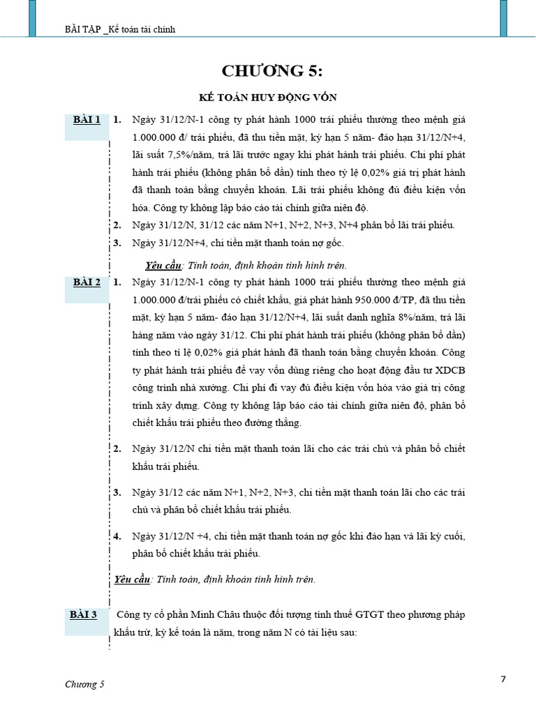 Bai tap chuong 5 | PDF