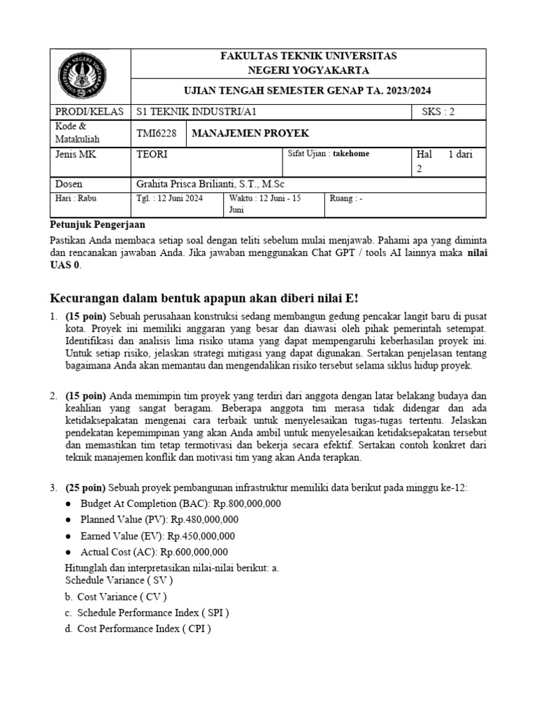 UAS Manpro 2023 - 2024 | PDF | Seni