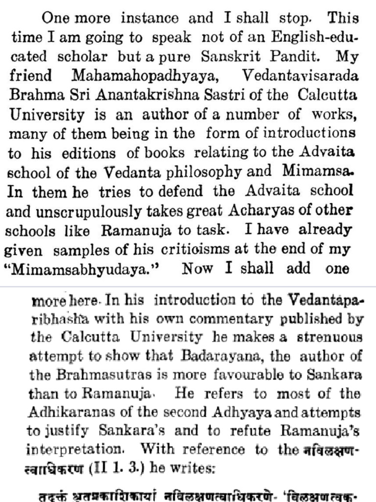Śri Tatacharya's Criticism of Ananta Krishna Shashtri's Vedanta Paribhasa | PDF