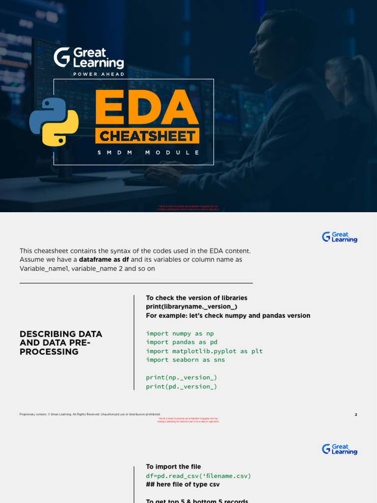 EDA Cheatsheet - Class Note | PDF | Computer Science | Software Engineering