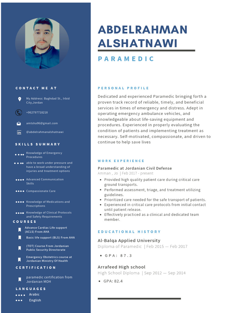 Abdelrahman CV 2022 New | PDF | Paramedic | Medical Specialties