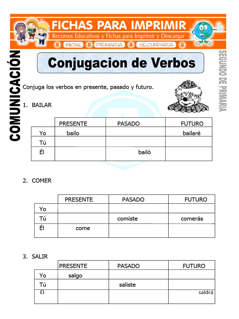Hoja De Trabajo De Verbos De Segundo Grado No Prep Spanish Verbs