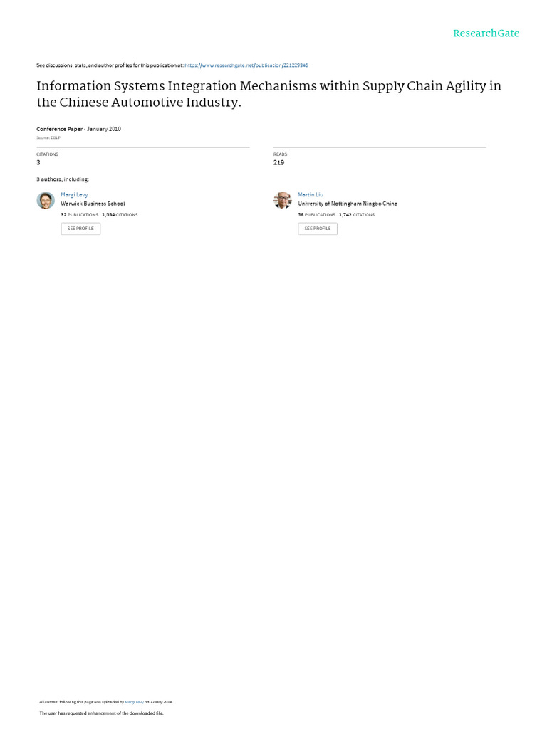 Information_Systems_Integration_Mechanisms_within_ | PDF | Supply Chain | Supply Chain Management