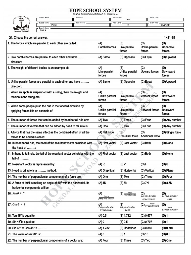 Chapter 4Mcqs Physics | PDF | Torque | Center Of Mass