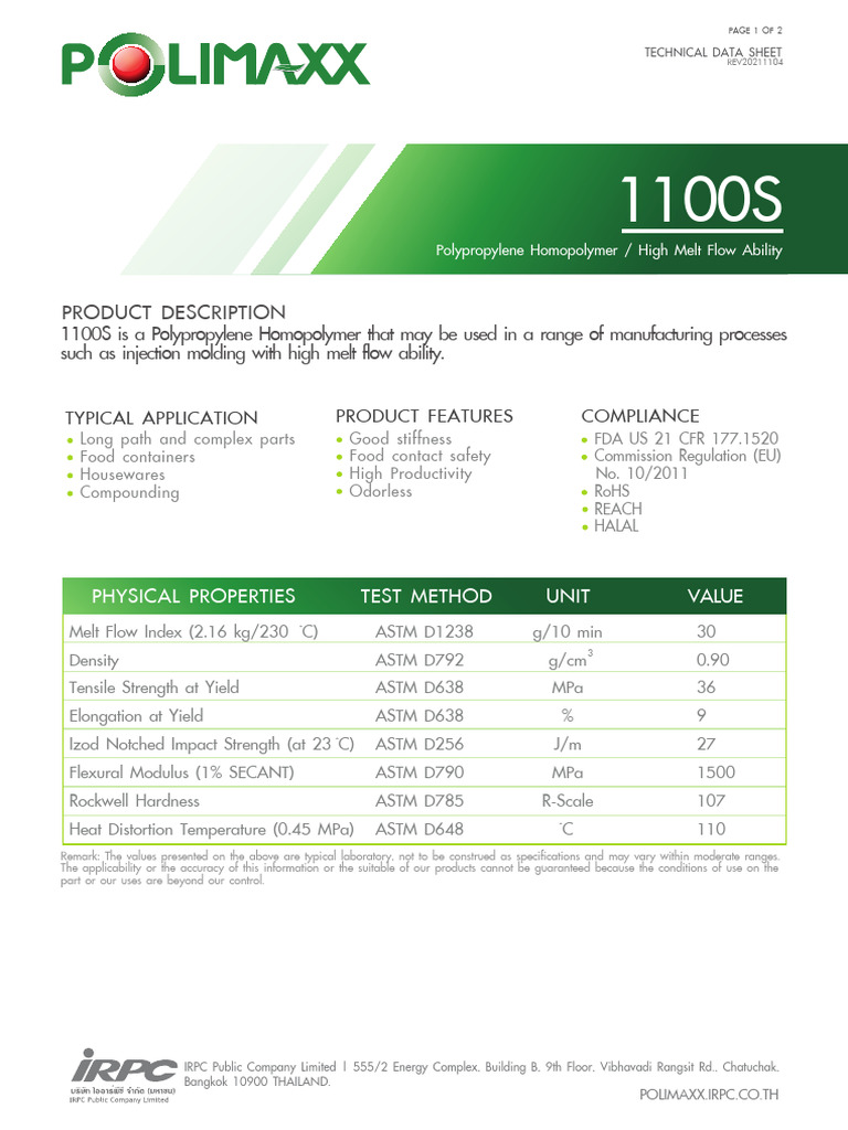 pp_homo_1100s_datasheet | Download Free PDF | Recycling | Polymers
