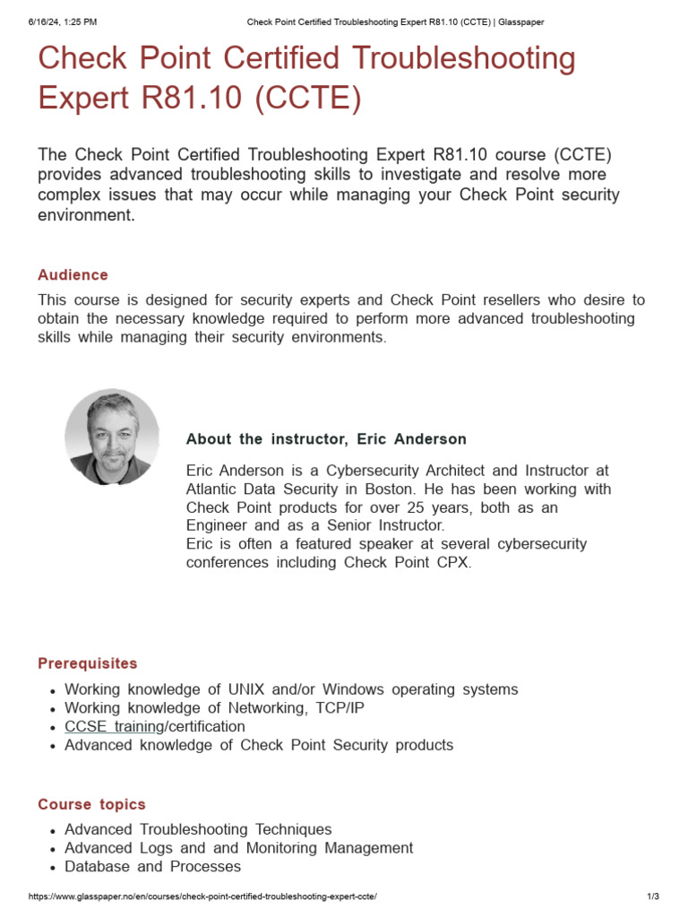 Check Point CCTE R81.10 Course Overview | PDF | Security | Computer ...