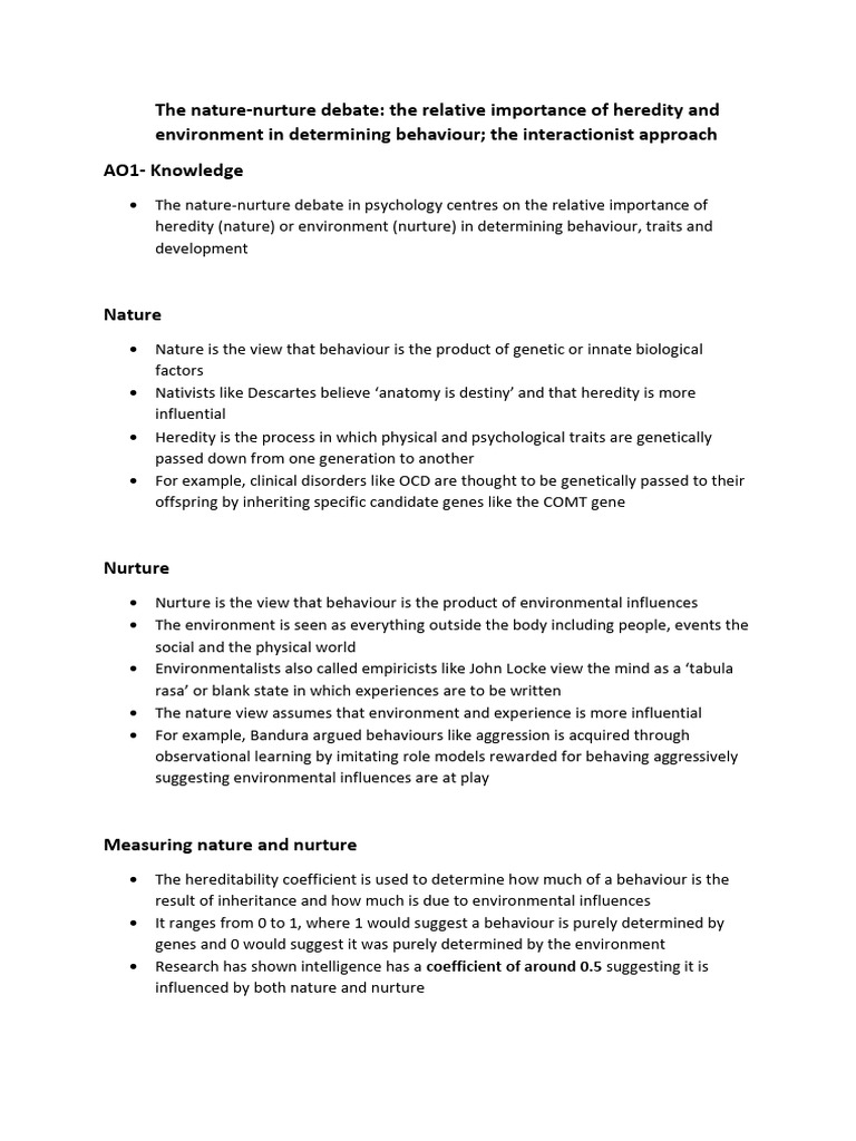 nature-nurture debate notes | Download Free PDF | Nature Versus Nurture ...