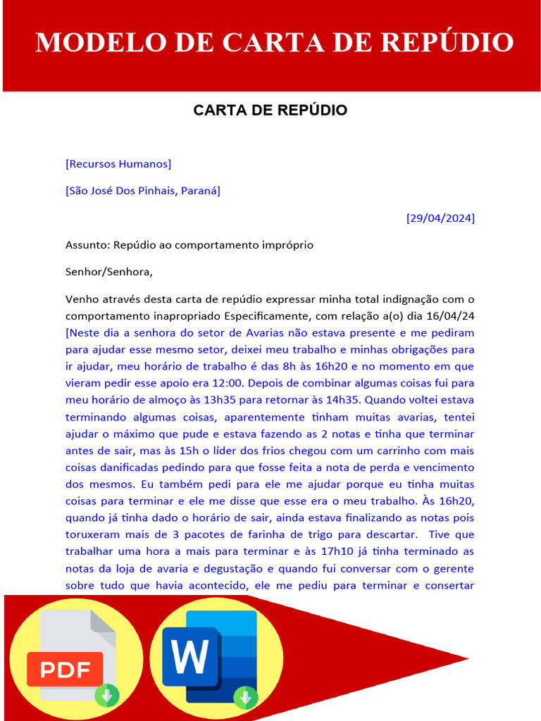 Modelo de Carta de Repudio | PDF