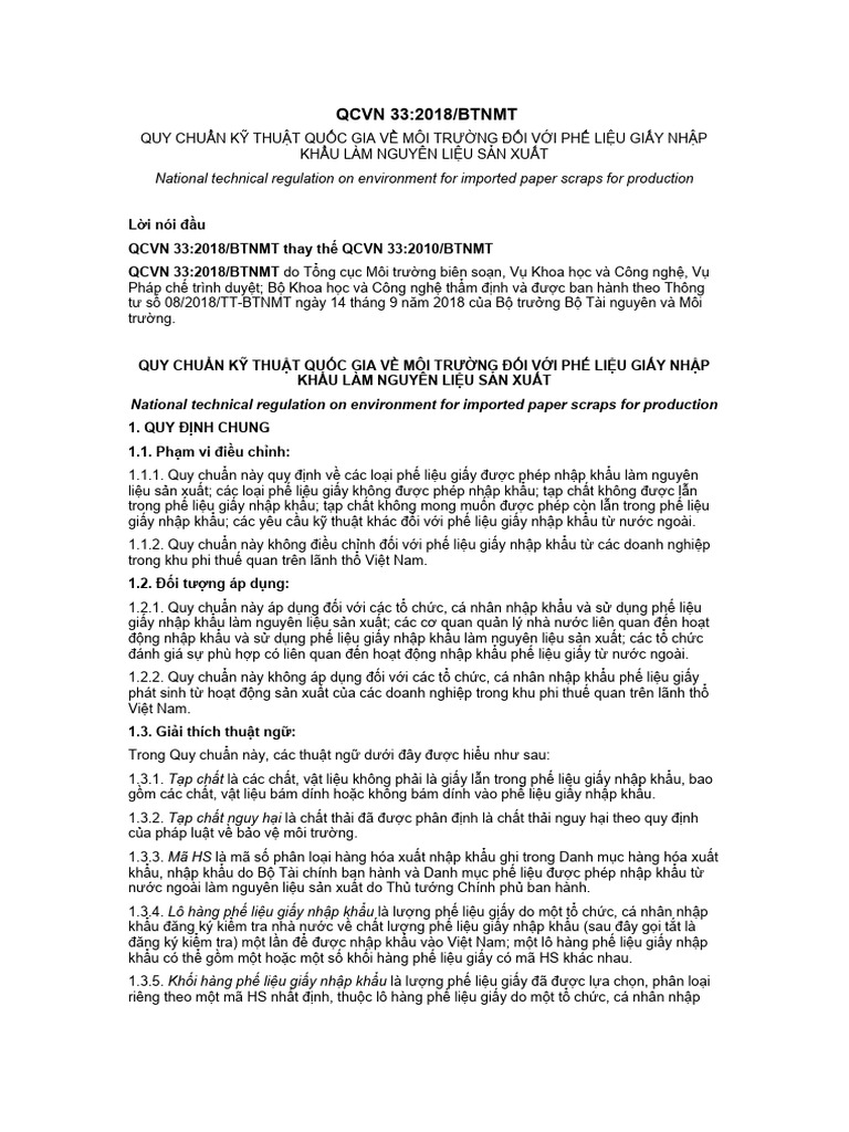 QCVN về giấy nhập khẩu | PDF