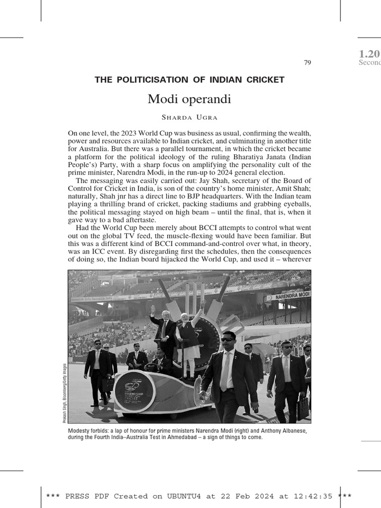 Wisden Almanac 2024 - Modi Operandi - The Politicisation of Indian ...