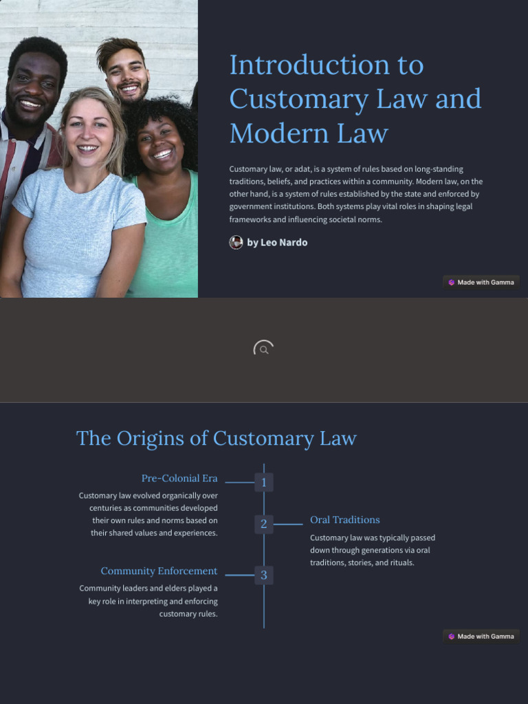 Introduction To Customary Law and Modern Law | PDF | Traditions | Community