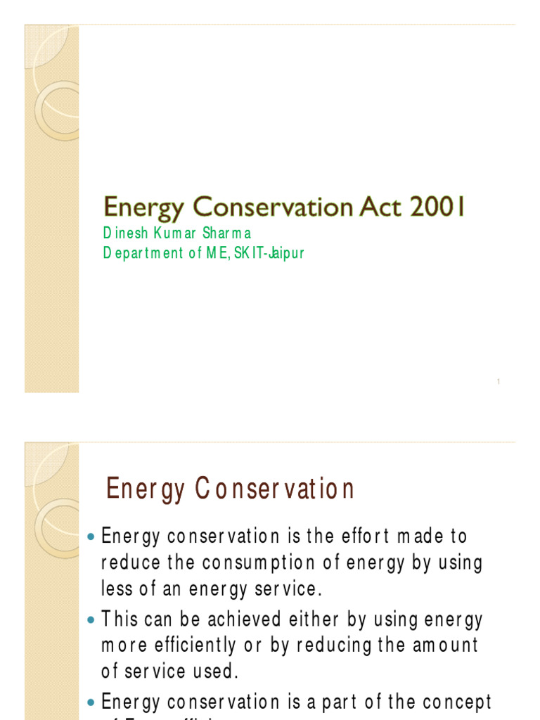 Energy Conservation Act | PDF | Energy Conservation | Efficient Energy Use Energy Conservation Act | PDF | Energy Conservation | Efficient Energy Use