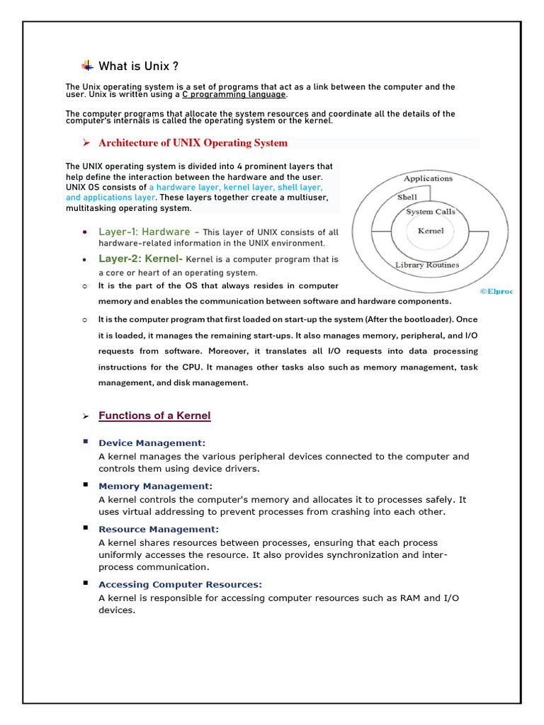 UNIX Chapter 1 | PDF | Operating System | Kernel (Operating System)