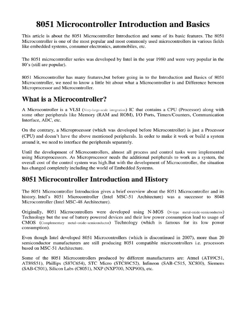 8051 Microcontroller - 1 | PDF