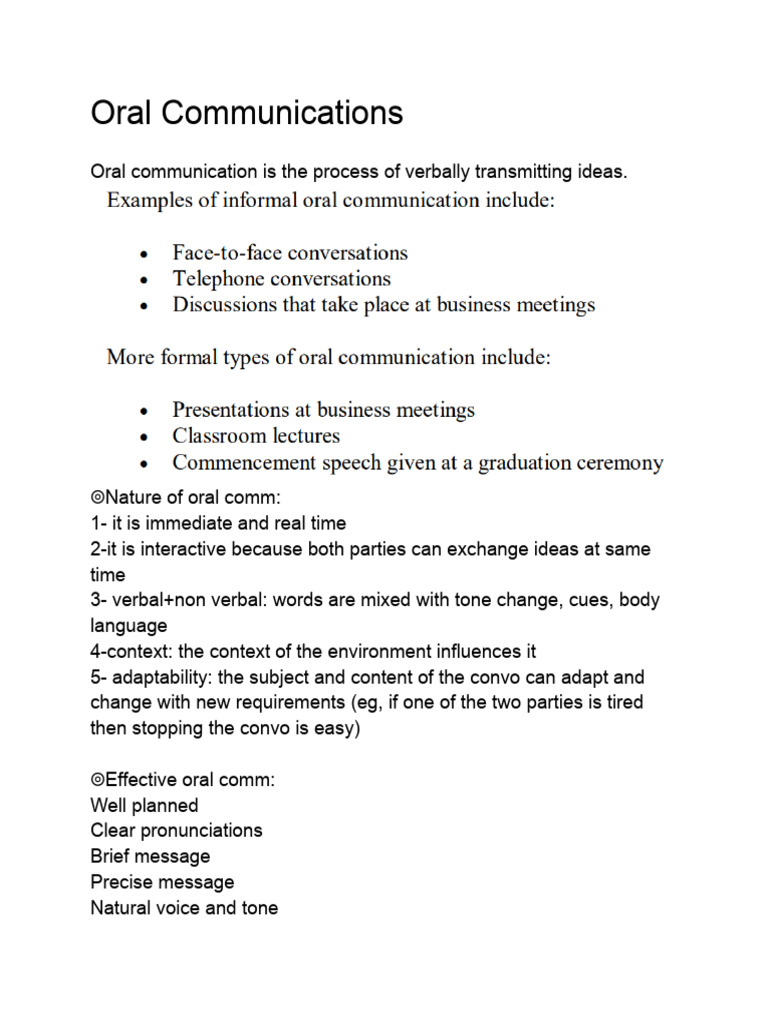 Oral Communications Unit 2 | PDF | Communication | Conversation