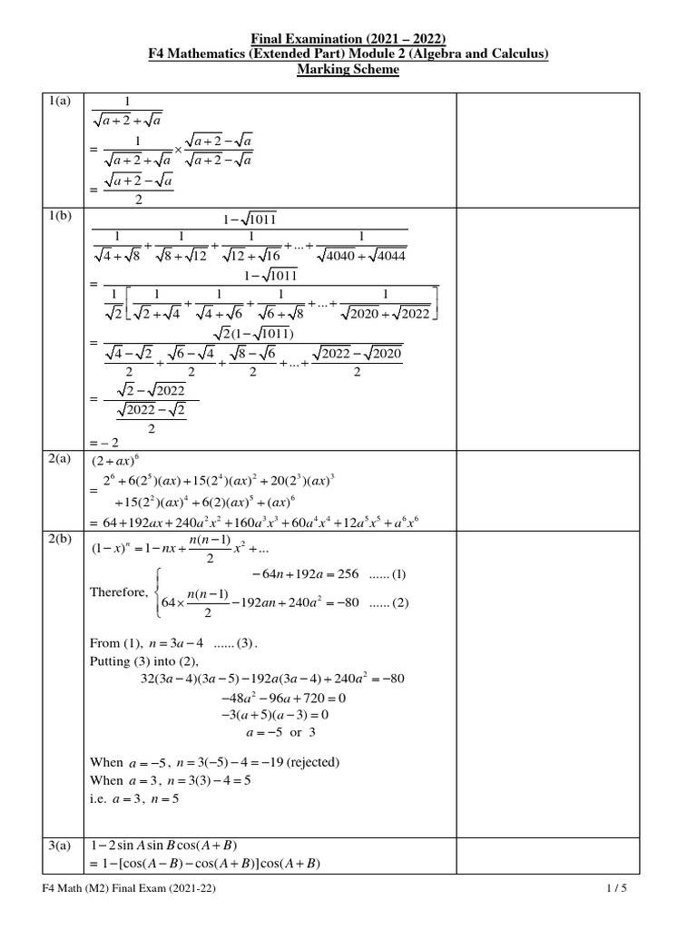 F4 M2 FE Sol | PDF | Algebra | Mathematics