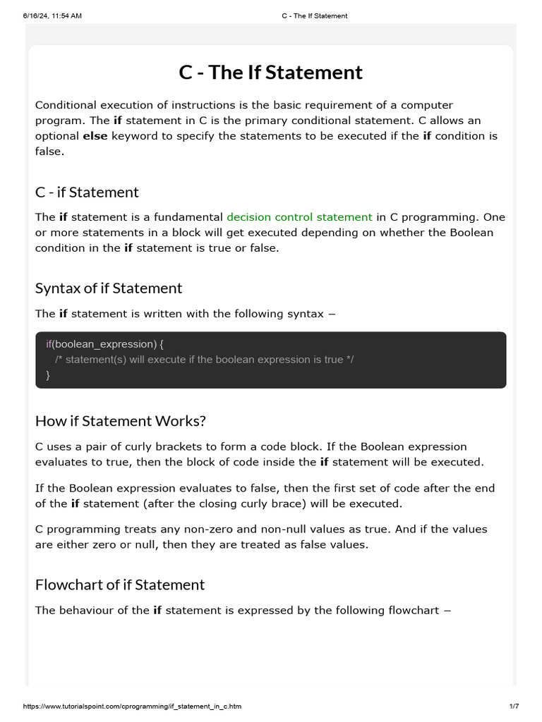 C - The If Statement | PDF | Boolean Data Type | Computer Engineering