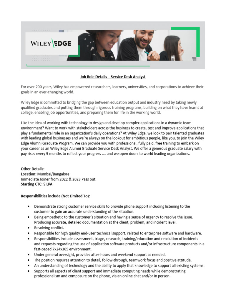 Wiley Edge-Job Role Details-ITS | PDF | Human Communication | Cognition