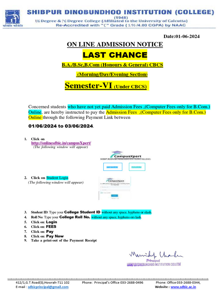 7566LAST CHANCE - Admission - Notice - With - DEFAULTERS List - B.A - B ...