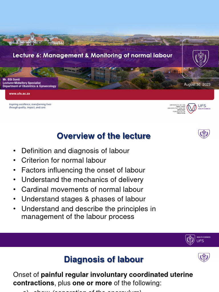 Management of Normal Labour Overview | PDF | Childbirth | Pelvis