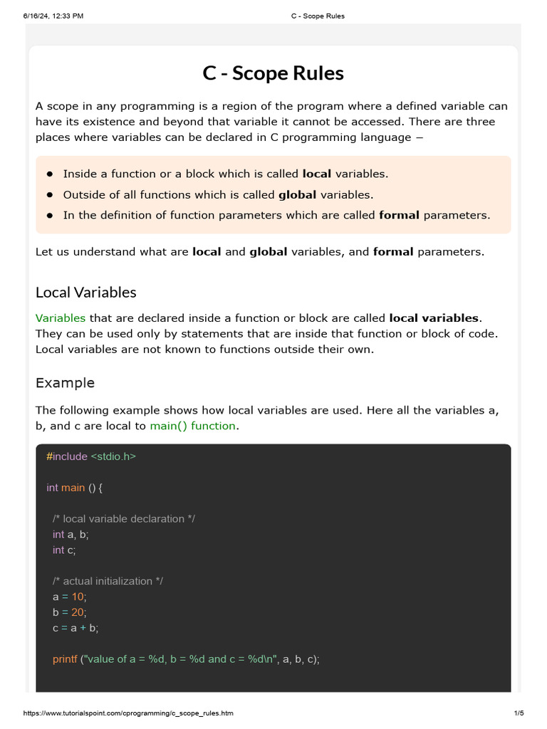 C Scope Rules Pdf Variable Computer Science Scope Computer Science
