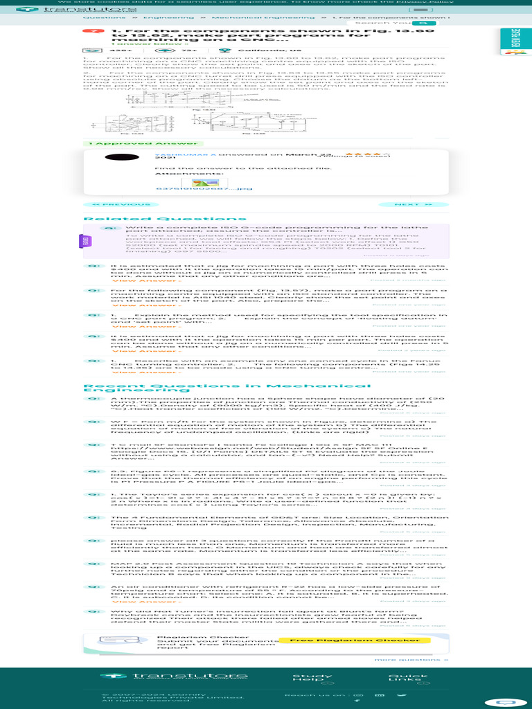 Solved 1 For The Components Shown In Fig 1360 To 1362 Make Part 1 Answer 7298