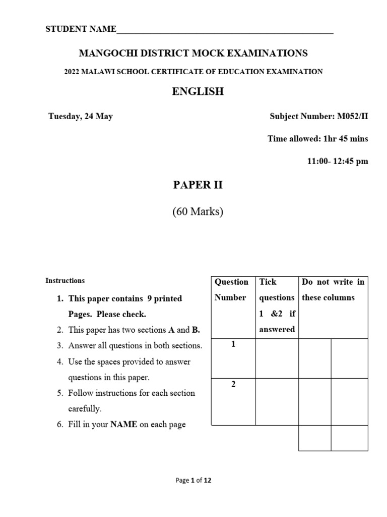 2022 Mangonchi English Paper Ii | PDF | Taxes | Economic Development