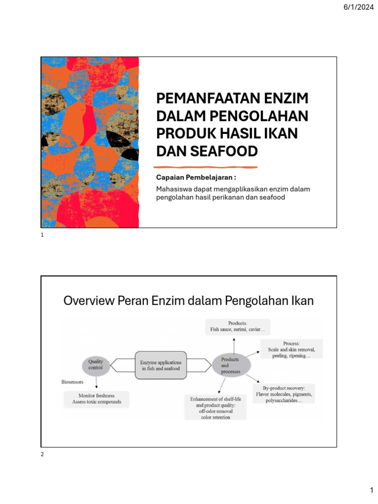 Pemanfaatan Enzim Dalam Pengolahan Ikan Dan Seafood | PDF