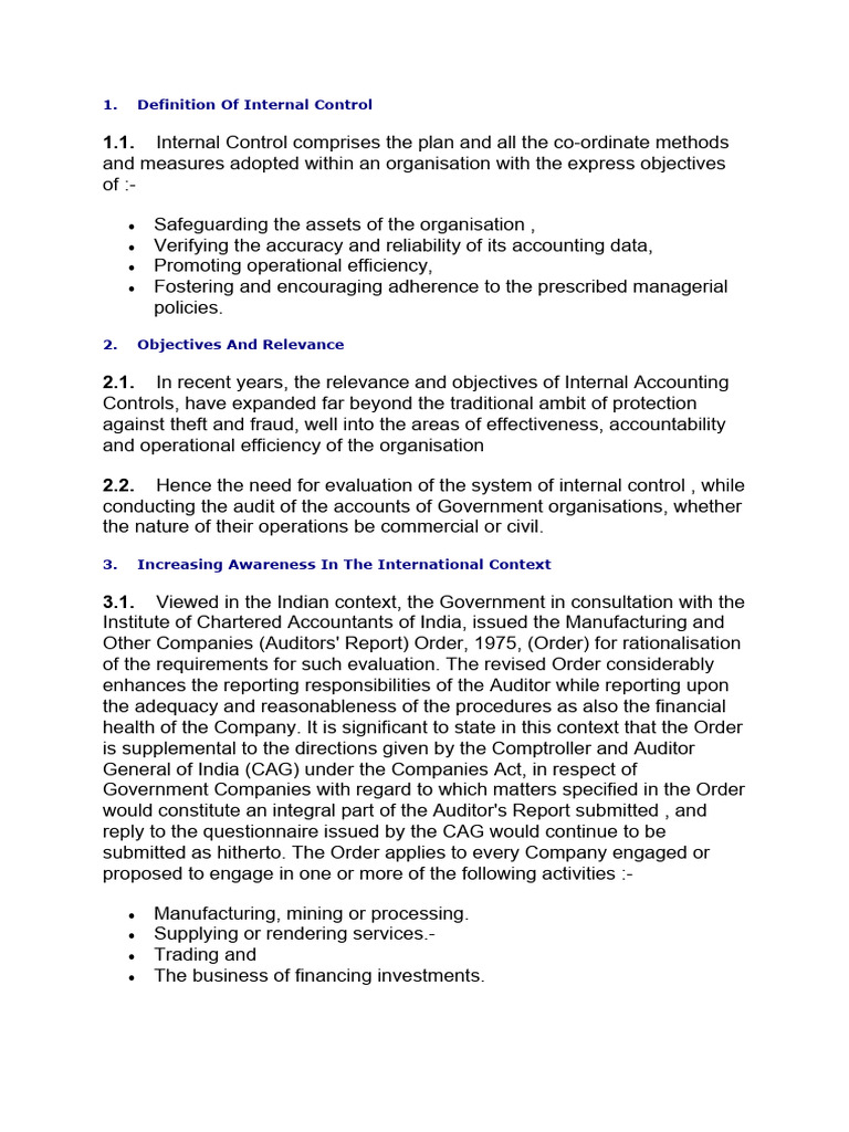 Internal Controls Evaluation Manual of C&AG of India | Download Free ...