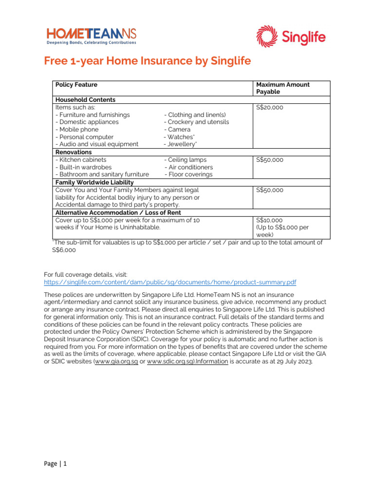 HomeTeamNS and Singlife Free Home Insurance | PDF | Legal Liability ...