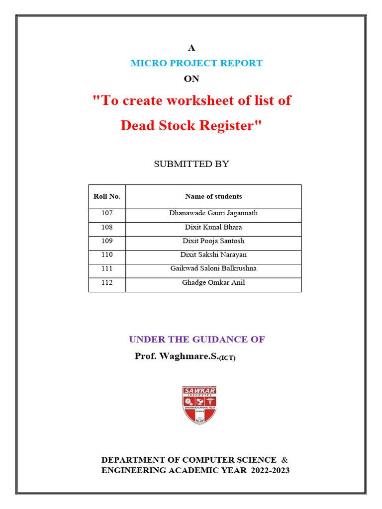 ict micro project 1 | PDF | Inventory | Sampling (Statistics)