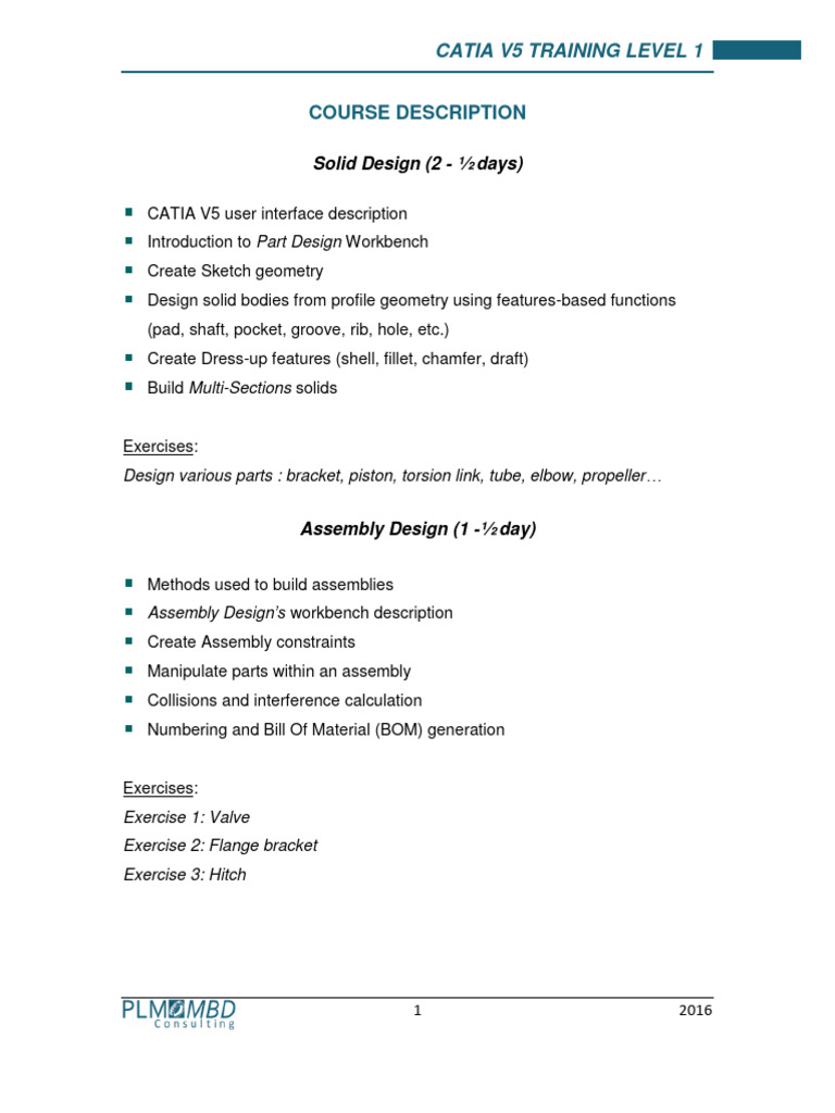 CATIA V5 FUNDAMENTALS course description | PDF