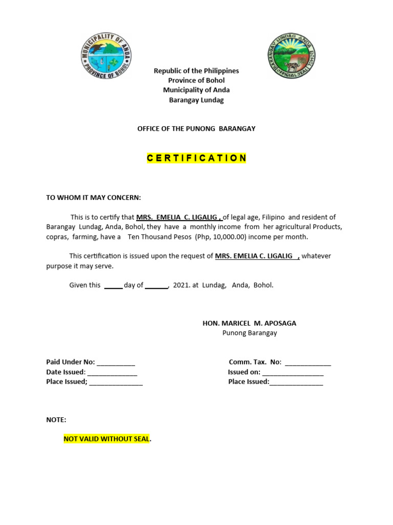 Certificate of Annual Income | PDF | Social Science