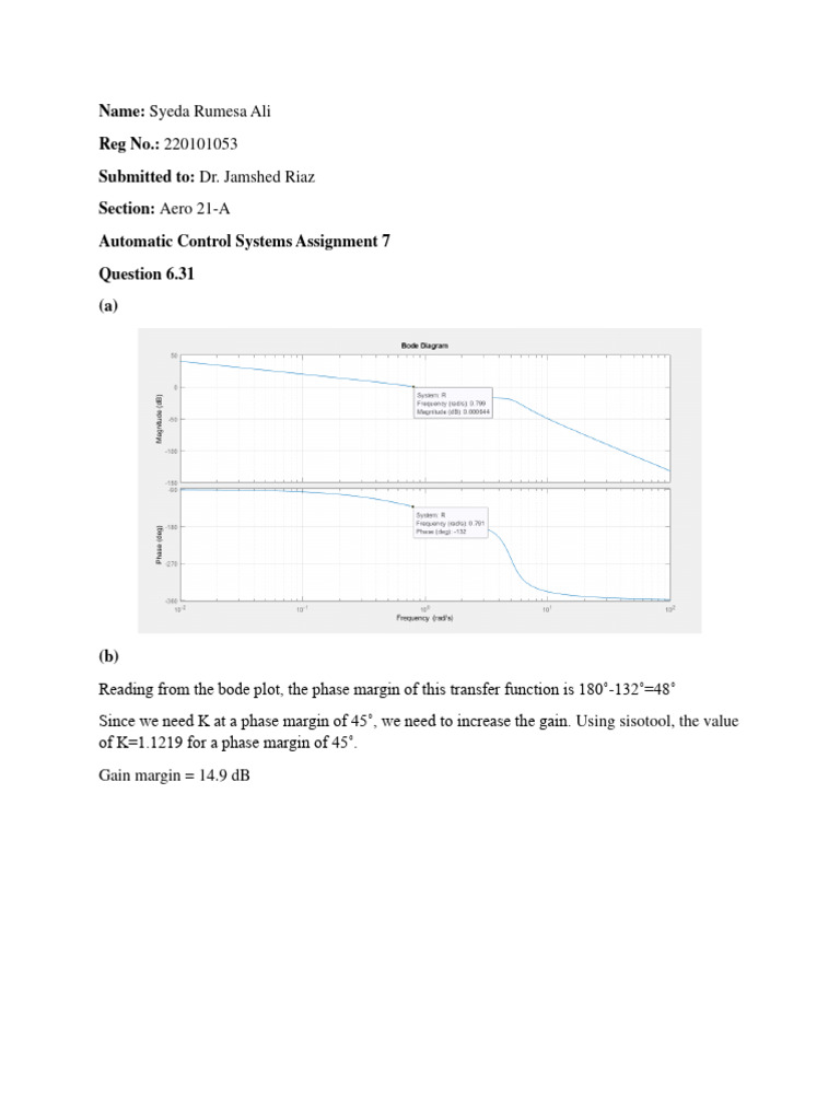Control Systems Assignment 7 | PDF | Electrical Circuits | Applied ...
