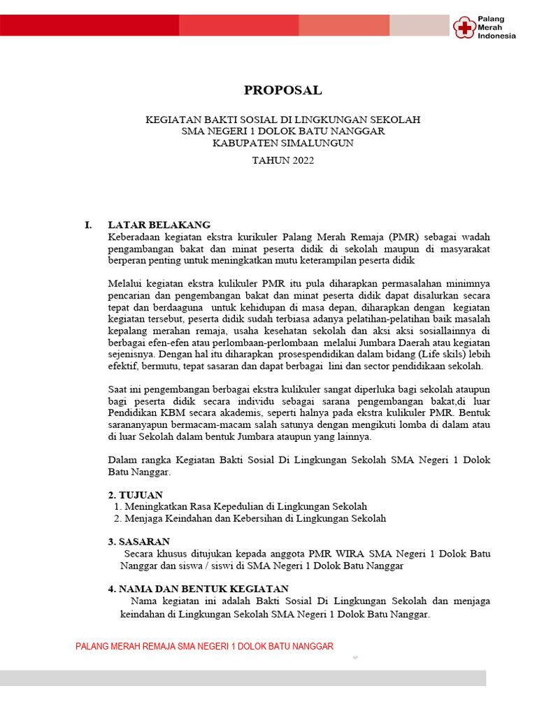 Proposal Bakti Sosial PMR SMA Negeri 1 | PDF | Gaya Hidup