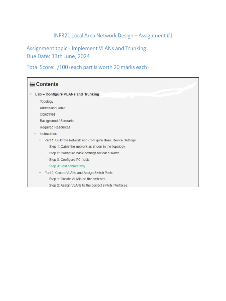 VLANs and Trunking Assignment #1 | Download Free PDF | Network Switch | Computer Standards