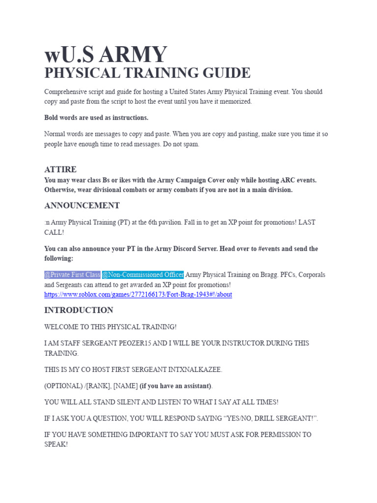 ARC _ Physical Training Handbook | Download Free PDF | Sergeant