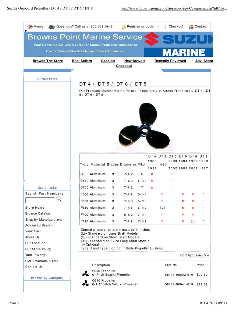 Suzuki Outboard Propellers DT 4 - DT 5 - DT 6 - DT 8 | PDF