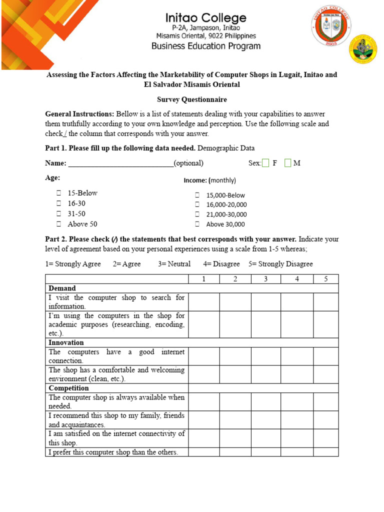 Survey Form | PDF