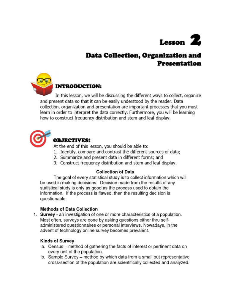 Lesson 2 Data Collection | Download Free PDF | Sampling (Statistics) | Survey Methodology