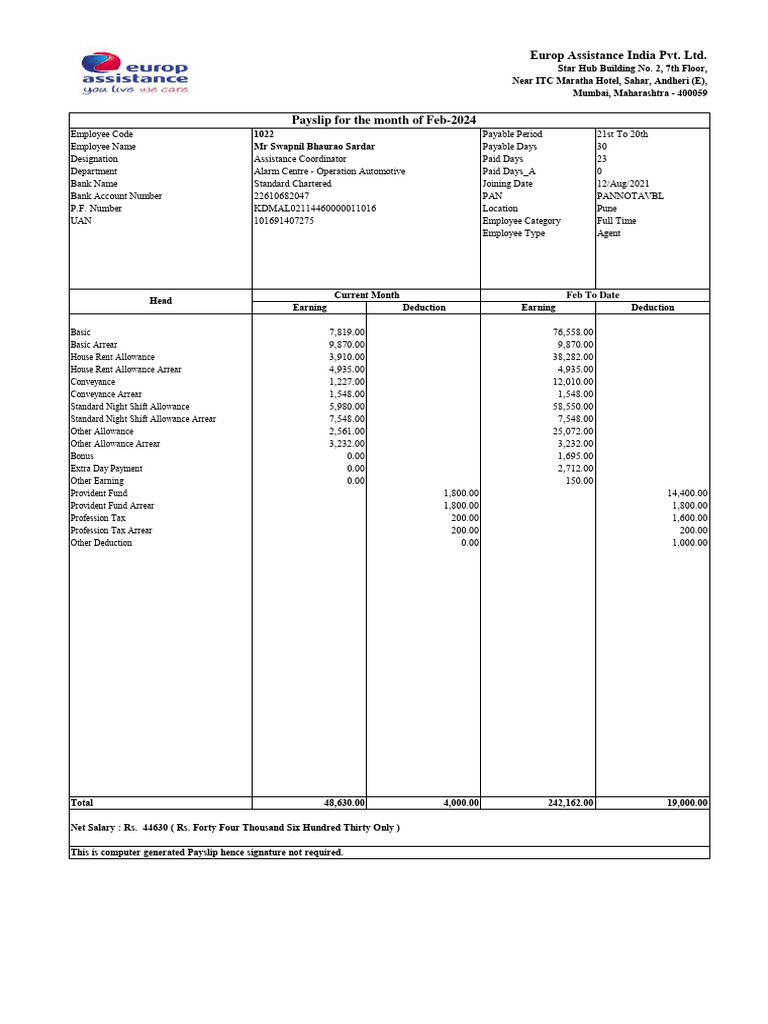 PAYSLIP Feb24 | PDF | Personal Finance | Public Finance