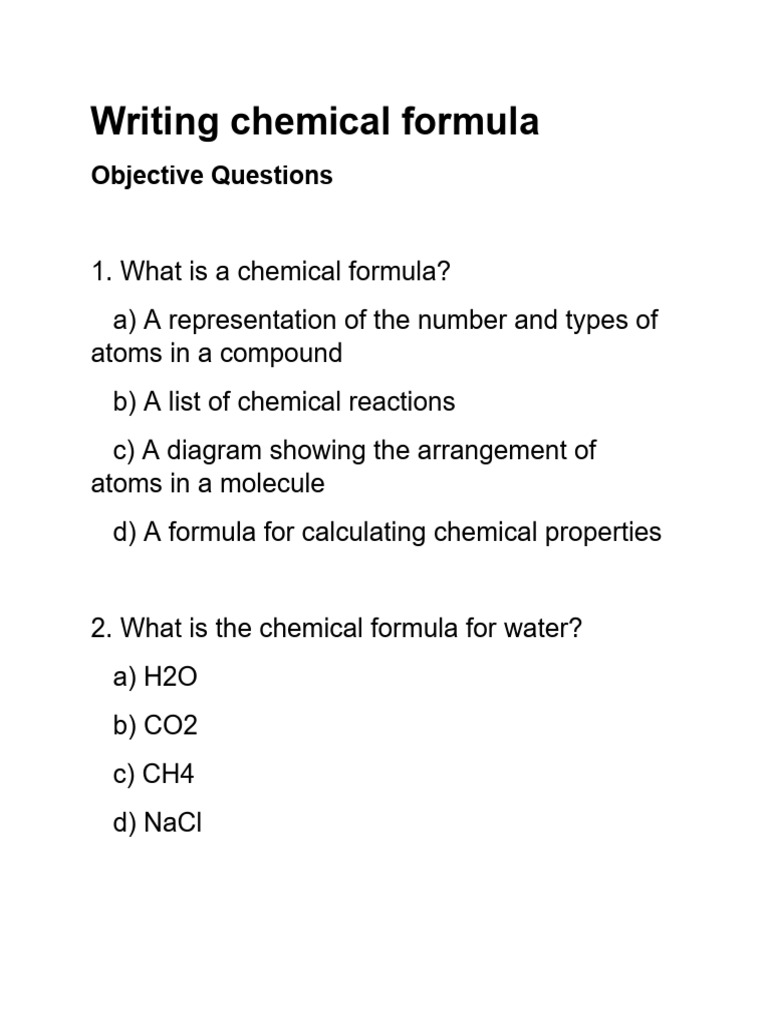 FD 7 - Chemistry - Writing Chemical Formula | PDF