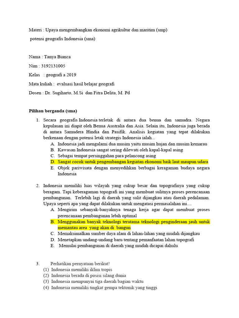 Soal Hots Tanya Bianca | PDF