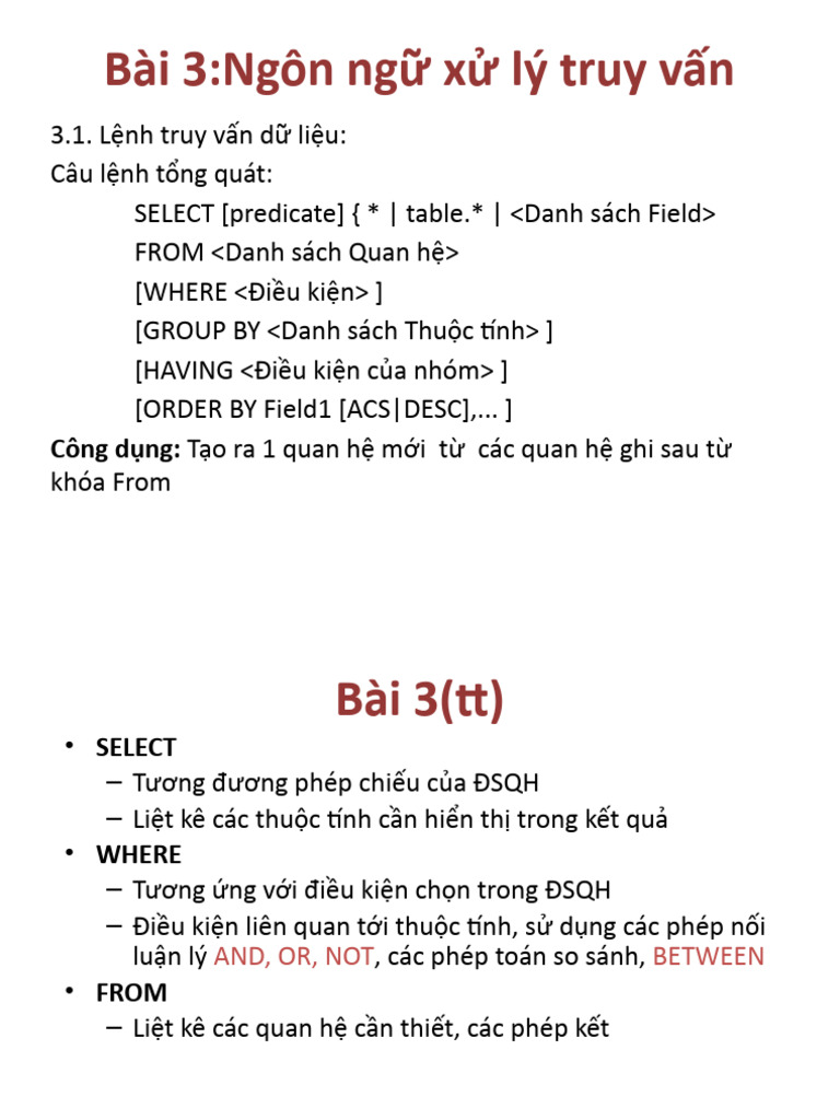 Bai - 3 Ngon Ngu SQL | PDF